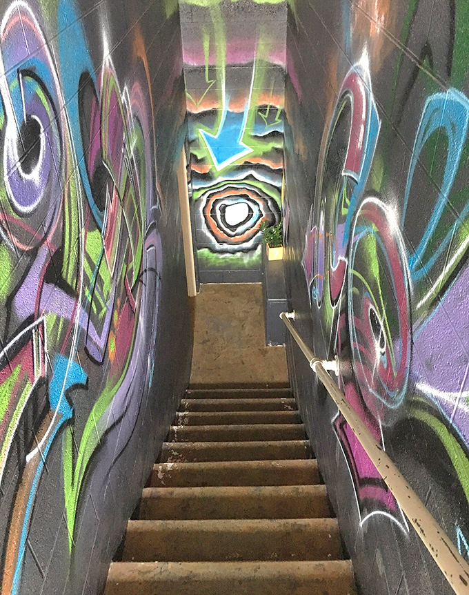 Descending these psychedelic steps feels like entering a bonus round &ndash; a trippy transition that primes your senses for gaming glory.