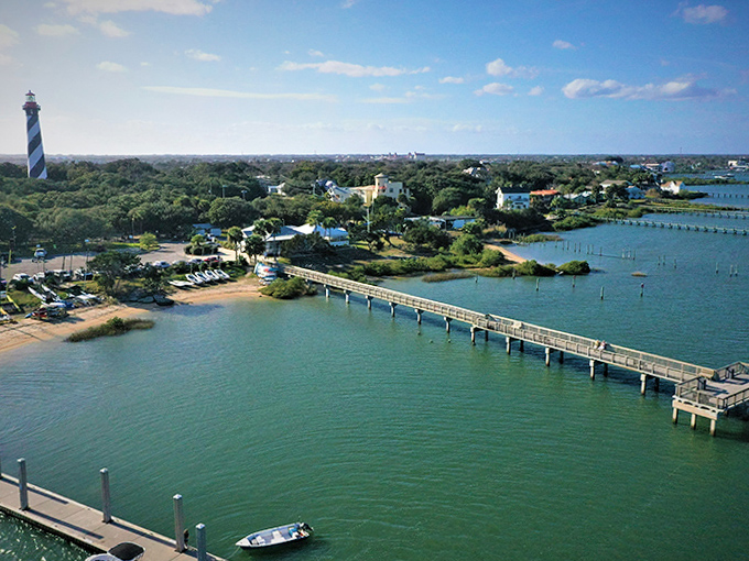The lighthouse watches over a network of waterways and bridges that connect St. Augustine's historic heart to its beach communities like arteries to a beating heart.