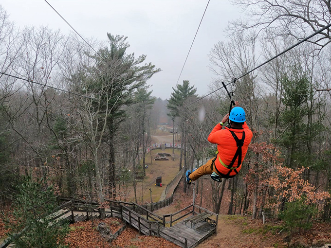 Soaring through the trees offers a perspective shift that lasts long after landing – problems seem smaller when viewed from 40 feet up.