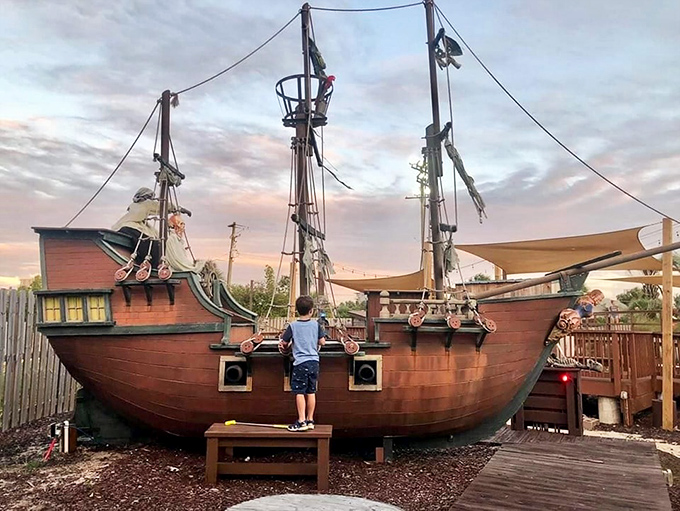 Young captains command this landlocked vessel, where pirate dreams come alive without the dangers of actual high seas.