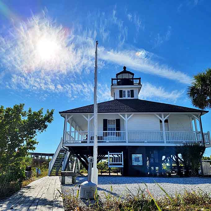 The historic Port Boca Grande Lighthouse Museum offers visitors a glimpse into the island's maritime past with Gulf views included.