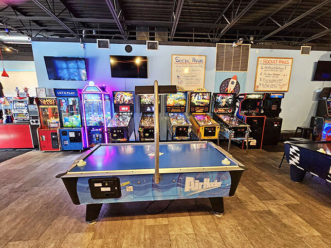 Rocket Arcade's retro gaming paradise, where quarters still matter and high scores are serious business for all ages.