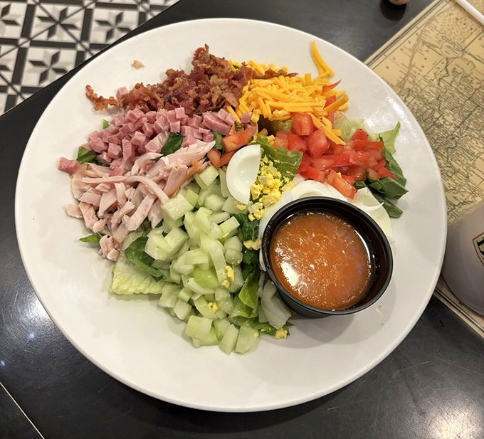 This chef's salad isn't just healthy – it's a colorful masterpiece arranged with the precision of an artist who really understands hunger.