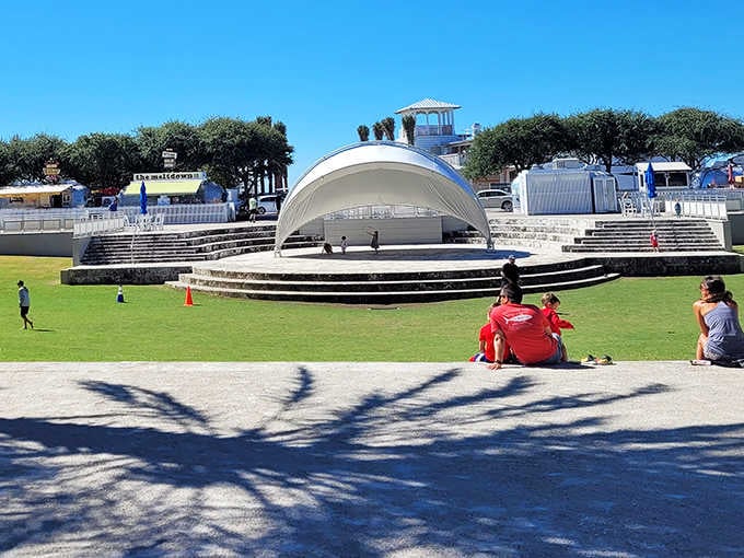 The amphitheater isn't just a venue &ndash; it's Seaside's cultural heartbeat where music and laughter fill the coastal air.