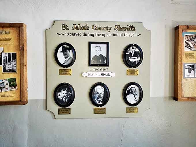 The gallery of St. Johns County Sheriffs who presided over the jail tells a visual history of local law enforcement through the decades.
