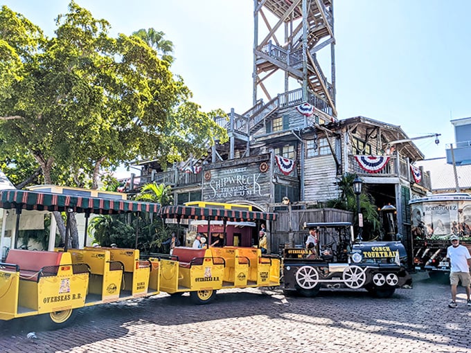 All aboard for treasure tales! The Shipwreck Museum and Conch Train offer complementary glimpses into Key West's colorful past.