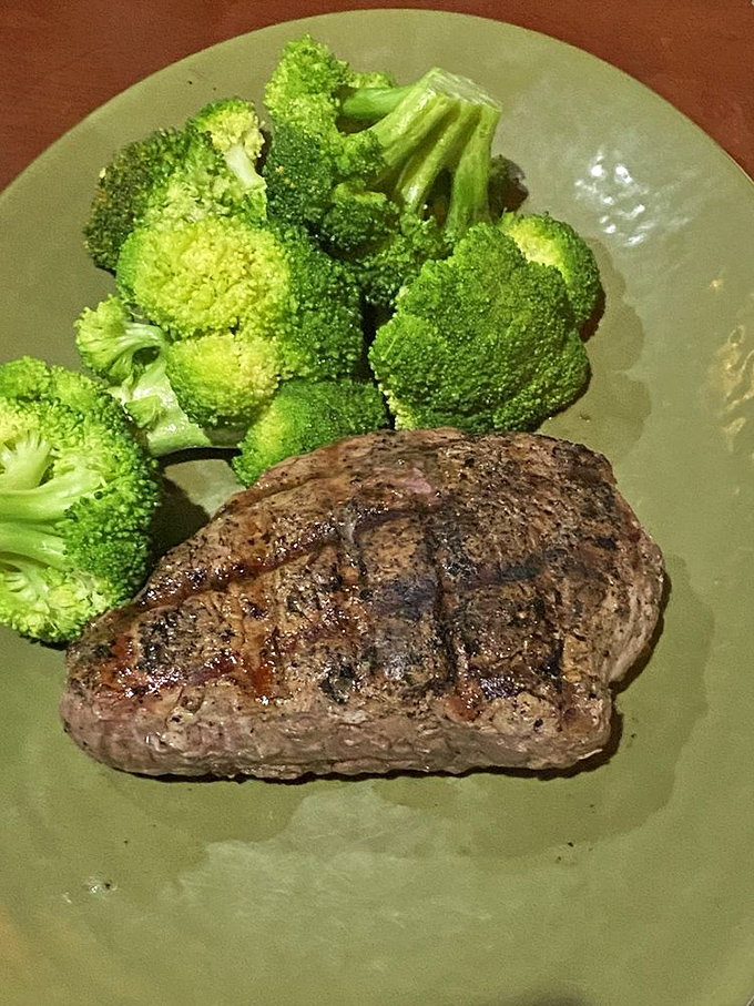 A perfectly cooked sirloin with vibrant broccoli proves McK's isn't just about sandwiches &ndash; they know their way around a proper steak too.