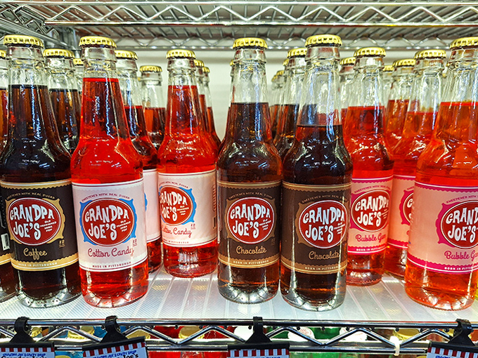 Grandpa Joe's signature sodas line up like beauty contestants, each one vying to be your next favorite flavor.