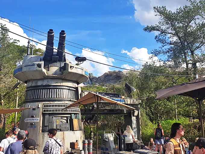 Star Wars: Rise of the Resistance entrance beckons brave rebels to join the fight against the First Order &ndash; comfortable shoes highly recommended.