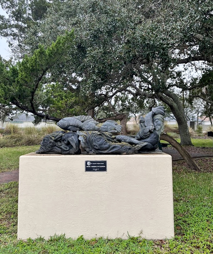 Reclining figures find eternal rest by the shore &ndash; this sculpture captures the languid pace of Florida life in weather-worn stone.