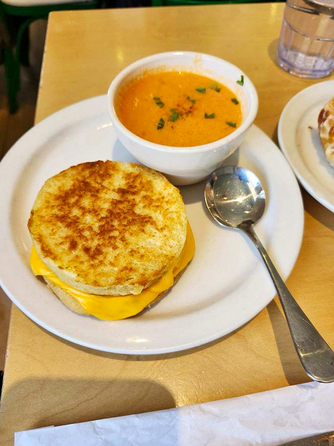 Comfort food's perfect power couple &ndash; the velvety soup practically begging for that first sandwich dip.