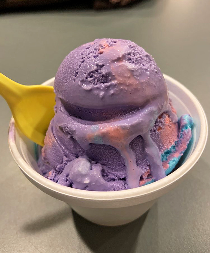 Unicorn ice cream that delivers childhood wonder in every spoonful—a swirl of cosmic colors that somehow tastes exactly like happiness feels.