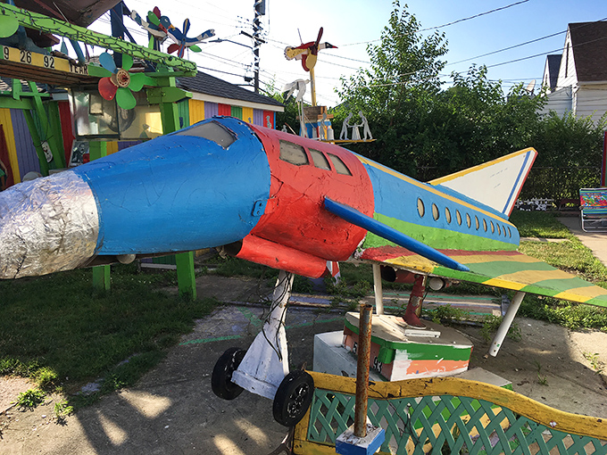 This vibrant aircraft will never leave the ground, yet somehow flies higher than any commercial jet in its celebration of childlike wonder.