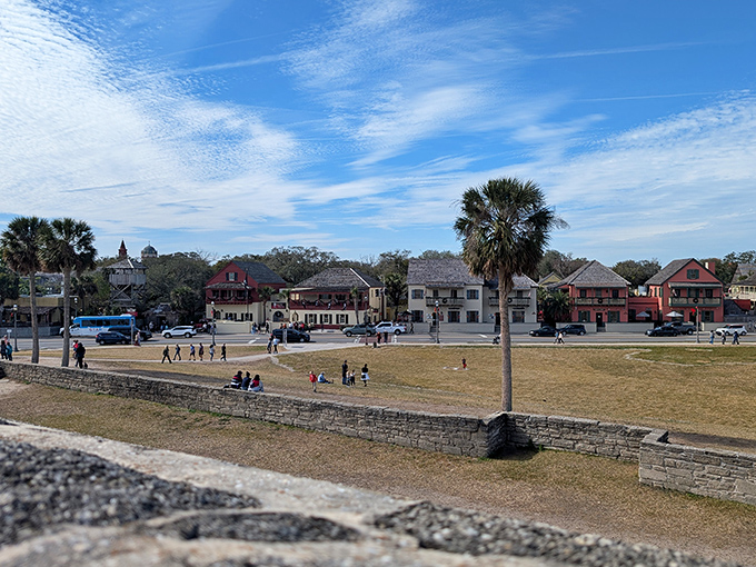 History meets everyday life across St. Augustine's historic district, where centuries-old walls frame modern-day gatherings.