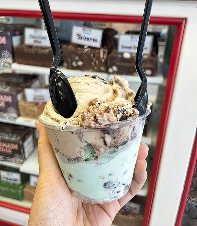 This isn't just dessert&mdash;it's architecture, with layers of mint and chocolate creating a skyscraper of flavor worth every brain freeze.