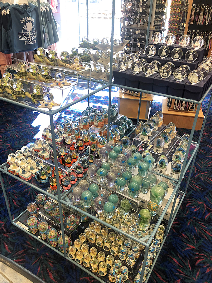 Snow globe showcase: Miniature worlds captured in glass, where favorite characters are forever frozen in whimsical scenes, just waiting for a shake to start their snowy dance.