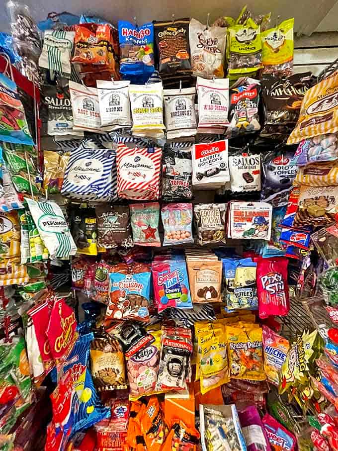 This wall of packaged sweets represents a United Nations of sugar &ndash; international relations have never tasted so harmoniously sweet.