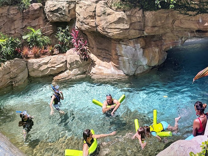 Families cool off in refreshing waters surrounded by meticulously crafted rock formations &ndash; nature perfected with a little human ingenuity.