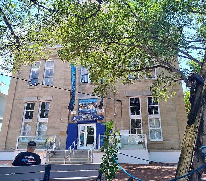 Tree-shaded paths lead to the entrance where treasure hunting stories come alive through sparkling artifacts.