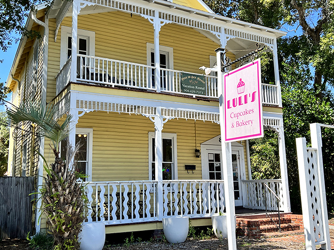 LuLi's cheerful yellow Victorian house looks like it was plucked from a storybook about cupcake dreams.