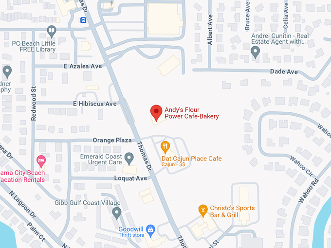 andys flour power cafe and bakery 10 map