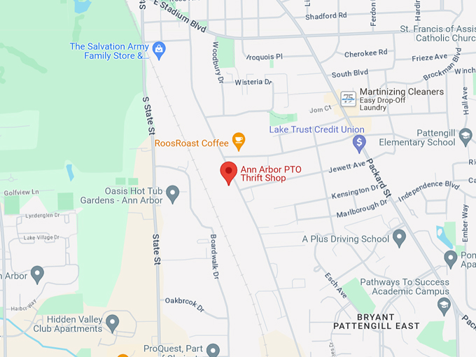 Ann Arbor PTO Thrift Shop 10 Map