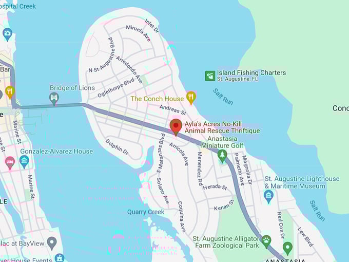 Ayla's Acres No-Kill Animal Rescue Thriftique 10 map