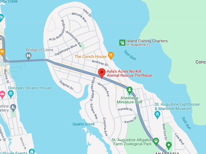 aylas acres no kill animal rescue thriftique 10 map