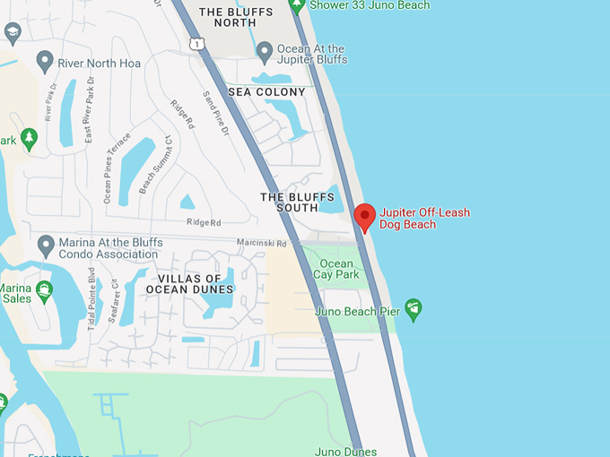 jupiter dog beach 10 map