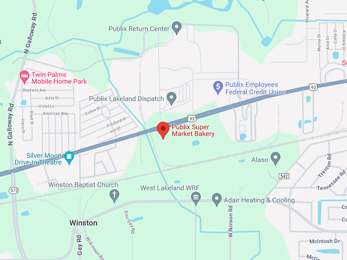 publix cake water tower 10 map