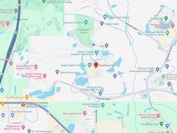 rainforest cafe 10 map