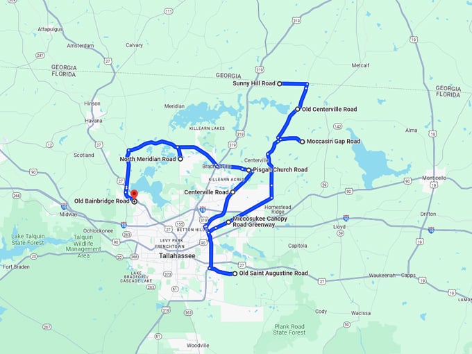 tallahassee canopy roads 10 map