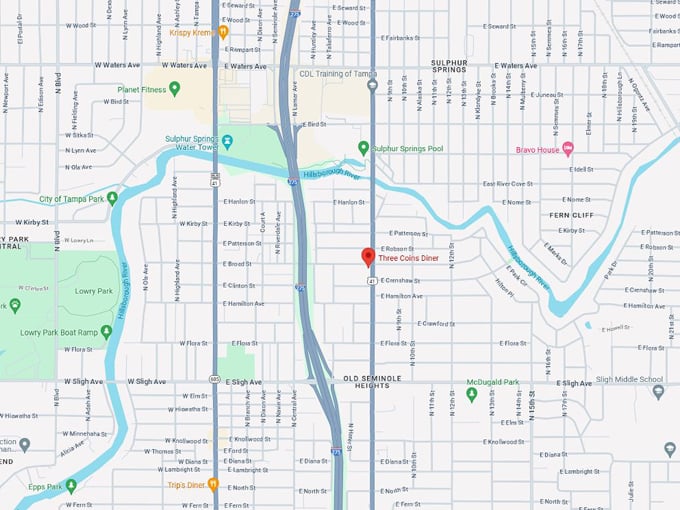 Three Coins Diner 10 map