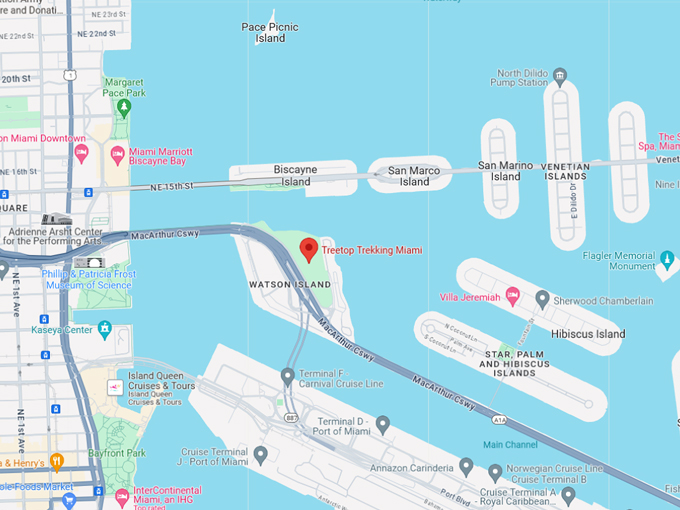 Treetop Trekking Miami 10 map