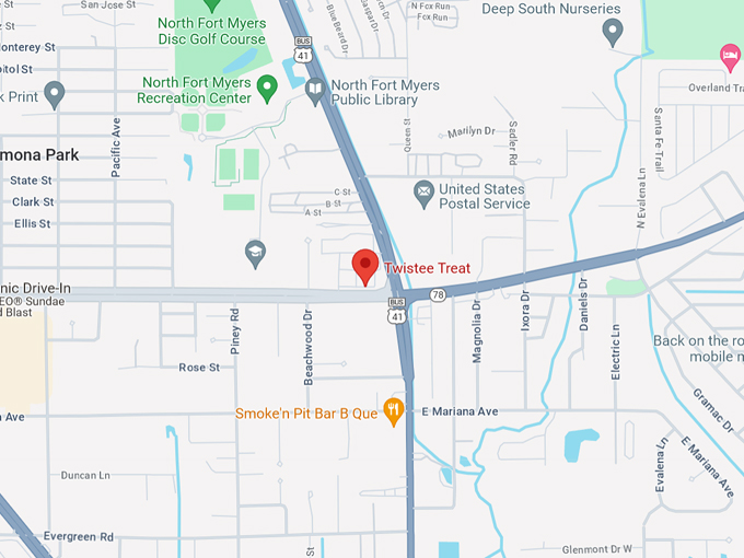 twistee treat fort myers map