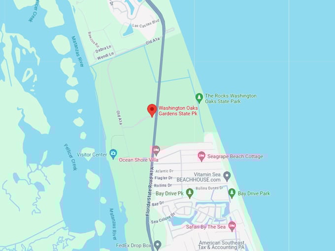 washington oaks gardens state park map