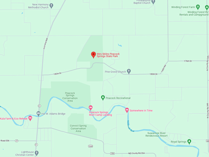Wes Skiles Peacock Springs State Park 10 map
