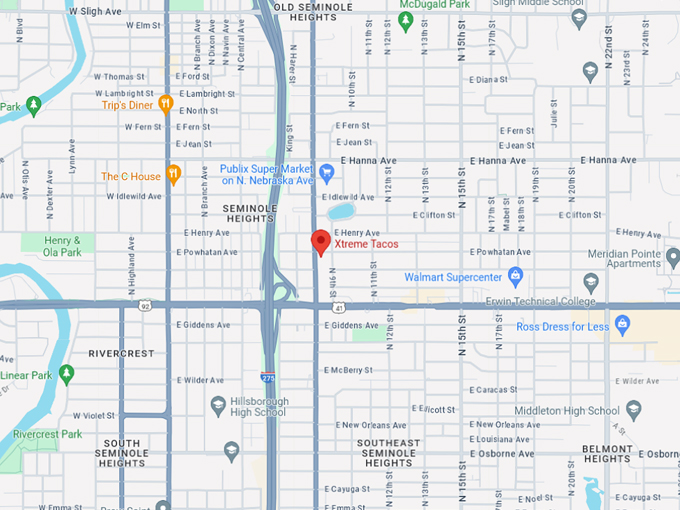 xtreme tacos restaurant 10 map