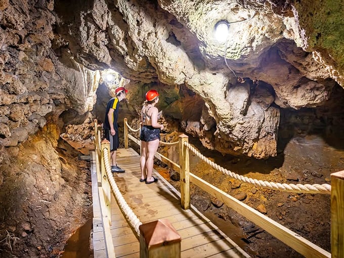 Where wilderness meets wonder: Bear Cave's iconic entrance arch welcomes adventurers to Michigan's only cave-equipped campground.