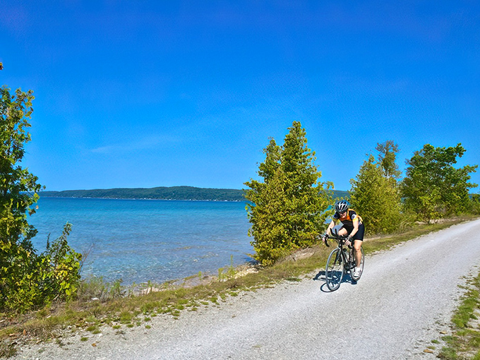 Where every pedal stroke takes you deeper into Michigan's soul, with water so blue it makes the Caribbean jealous.