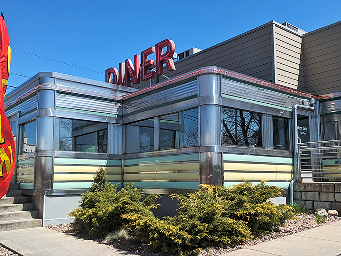 Broadway Diner (Baraboo): A gleaming chrome time capsule beckons hungry travelers with its vintage charm and promise of classic American comfort food.