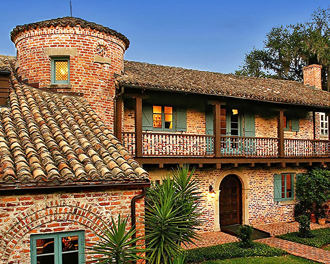 Casa Feliz rises from the Florida landscape like a Spanish villa that missed its exit, complete with that tower that would make any fairytale jealous.