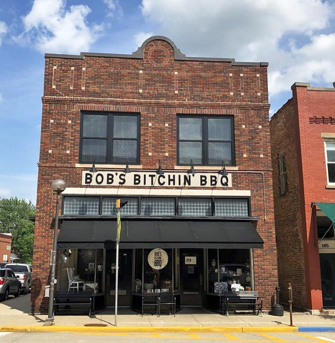 A brick facade with character to spare, Bob's Bitchin' BBQ's exterior promises bold flavors that the kitchen absolutely delivers.