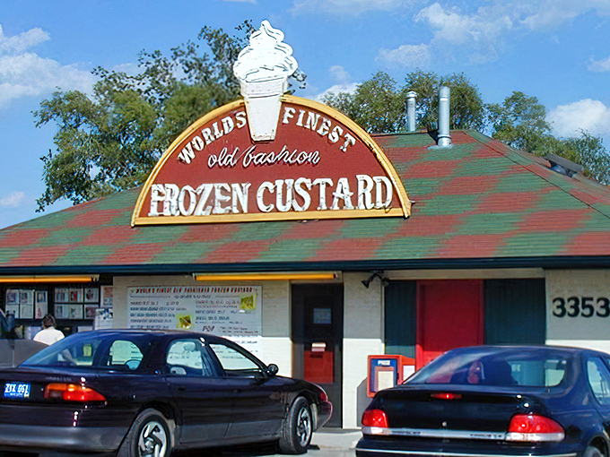 The iconic red-roofed building with its bold claim &ndash; "World's Finest Old Fashion Frozen Custard" &ndash; promises dairy perfection in New Baltimore.