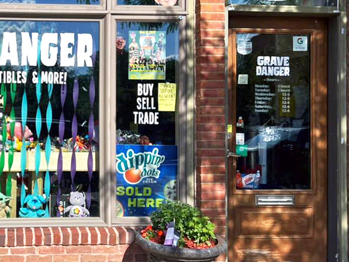 The unassuming brick storefront of Grave Danger belies the wonderland of nostalgia waiting inside, like finding a portal to your childhood behind an ordinary door.