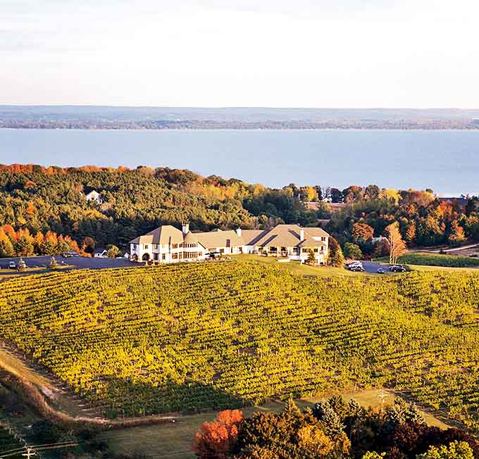 Perched majestically above rolling vineyards, Chateau Chantal commands views that would make Tuscany jealous.