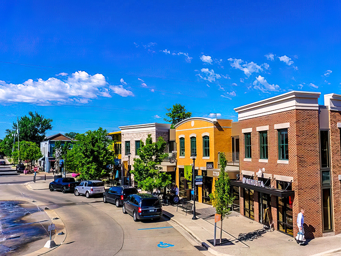 Gaslight Village: Colorful storefronts line this charming district where small-town nostalgia meets modern shopping in a pedestrian paradise.