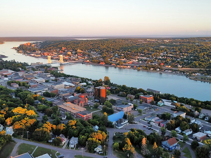 Hancock's stunning panorama showcases the perfect marriage of nature and community, with the Portage Lake creating a liquid divide between sister cities.