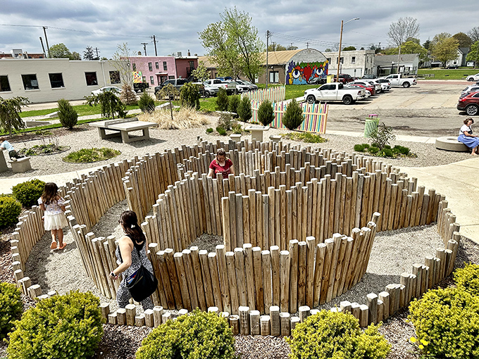 Howell Summit Gardens: Where wooden posts create a mesmerizing maze that challenges visitors of all ages to find their way through childhood wonder again.