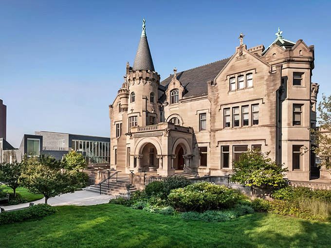 The Turnblad Mansion stands regally against the Minnesota sky, its turrets and stonework whispering tales of Swedish-American heritage and architectural grandeur.